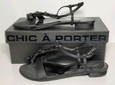 PRIMADONNA COLLECTION WOMEN SANDALS SIZE EURO 37 NEW IN BOX BLACK SATIN ...