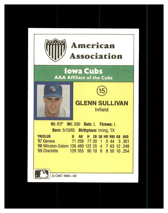 1990 Iowa Cubs CMC #15 Glenn Sullivan | eBay