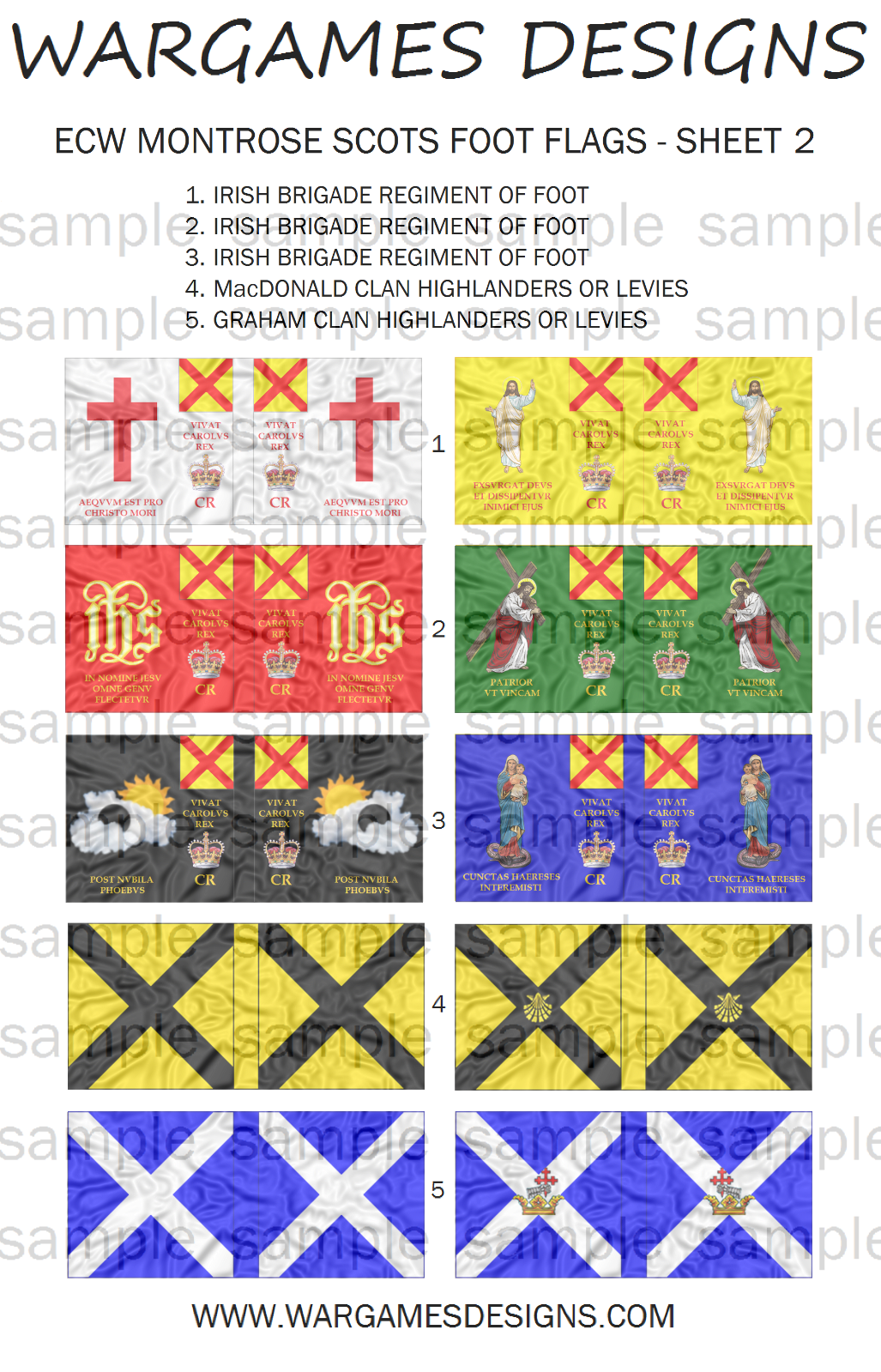 28mm ECW Montrose Scots Foot Flags - Sheet 2 - Pike & Shotte, FOG, DBR ...