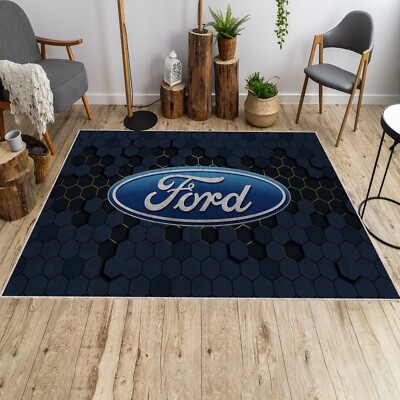 Ford Rug, Cool Car Logo Rug, Gift for Ford Owners, Man's Cave Rug ...