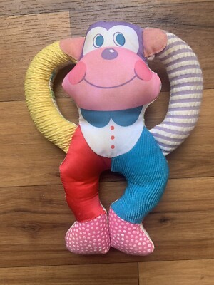 Vtg Monkey Rattle Playskool Touch'ems Baby Soft Retro Toy Rattle 1985 ...