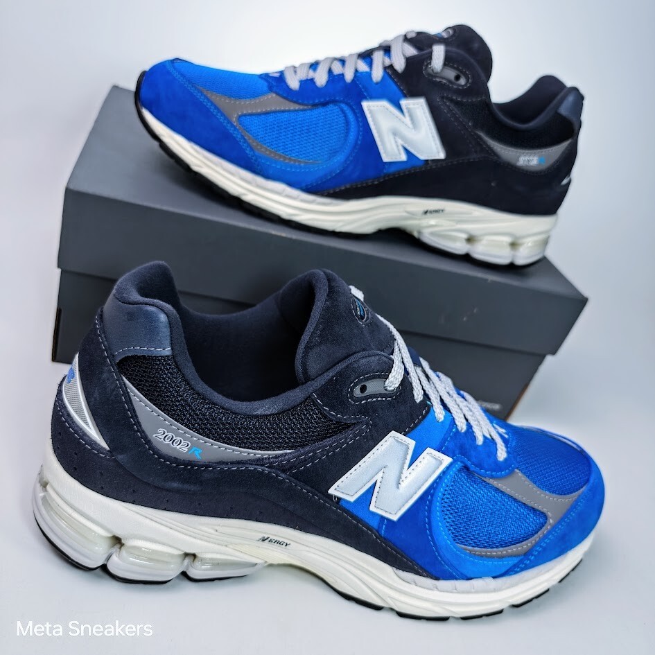 New Balance US 12 Men's Blue Silver White Black Retro 2002R Suede ...