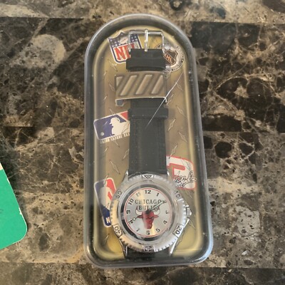 NOS Chicago Bulls Watch Unisex In Box Silver Tone Black Band 1998 | eBay