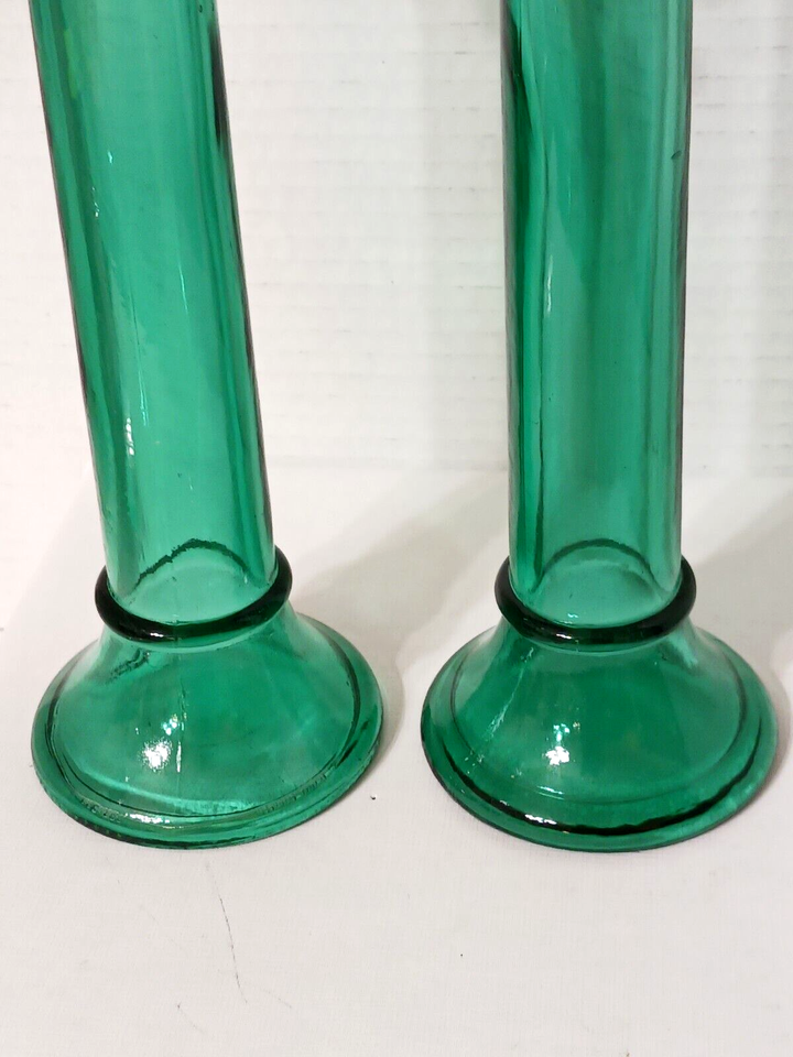 Vintage Indiana Glass Evergreen Bud Vases - Candle Holders - Clear ...