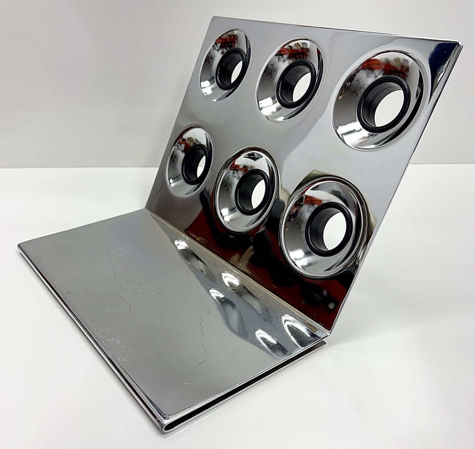 Vintage Mid Century 1960s 70s Geometric Free Floating Chrome Wine Rack ...