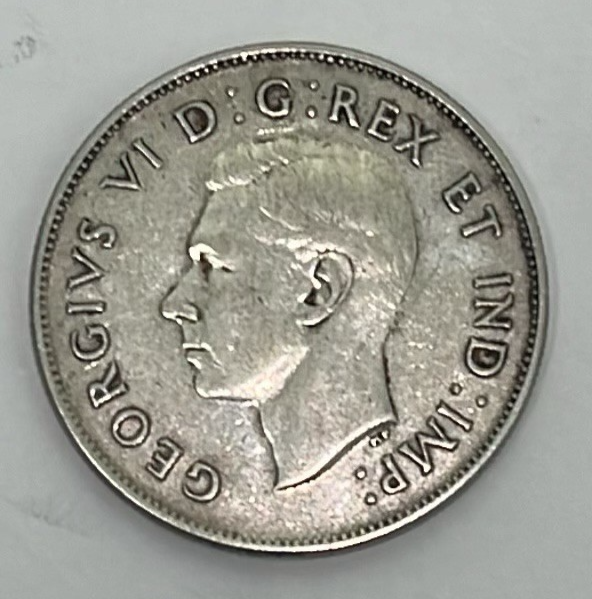 1947 CURVED LEFT CANADIAN 50 CENT SILVER COIN | eBay