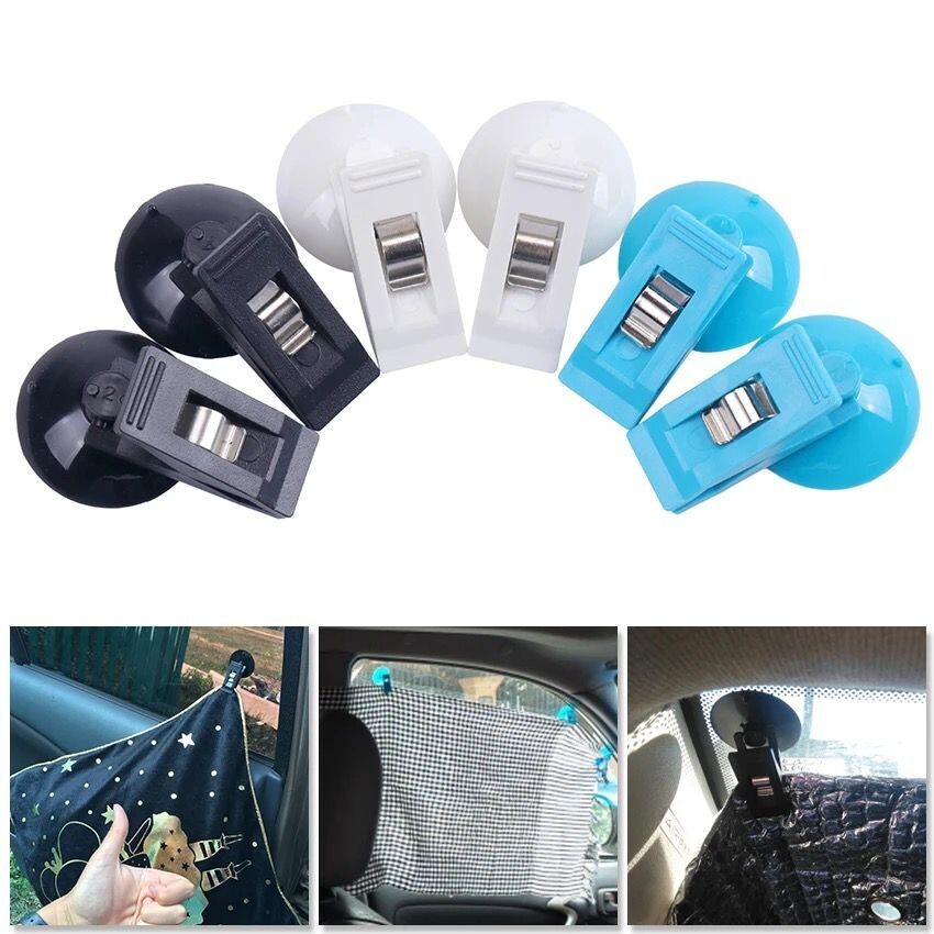 1 Pair Car Interior Window Clip Mount Suction Cap Clip Plastic Sucker ...