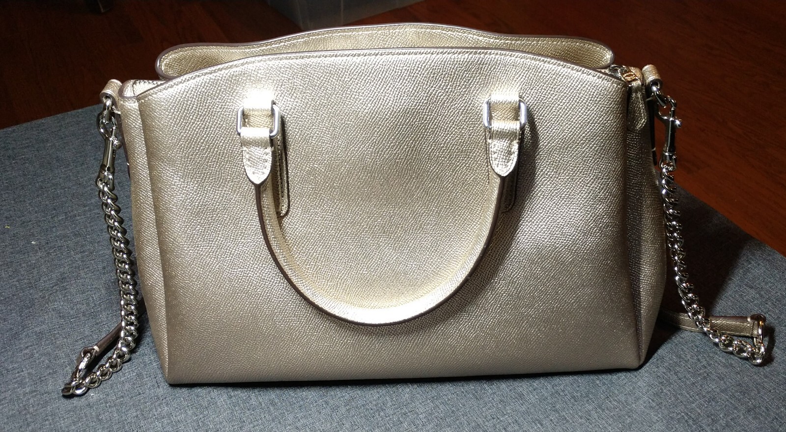 COACH Crossbody Shoulder Handbag Pebble Leather F32165 SV/PLATINUM SAGE ...