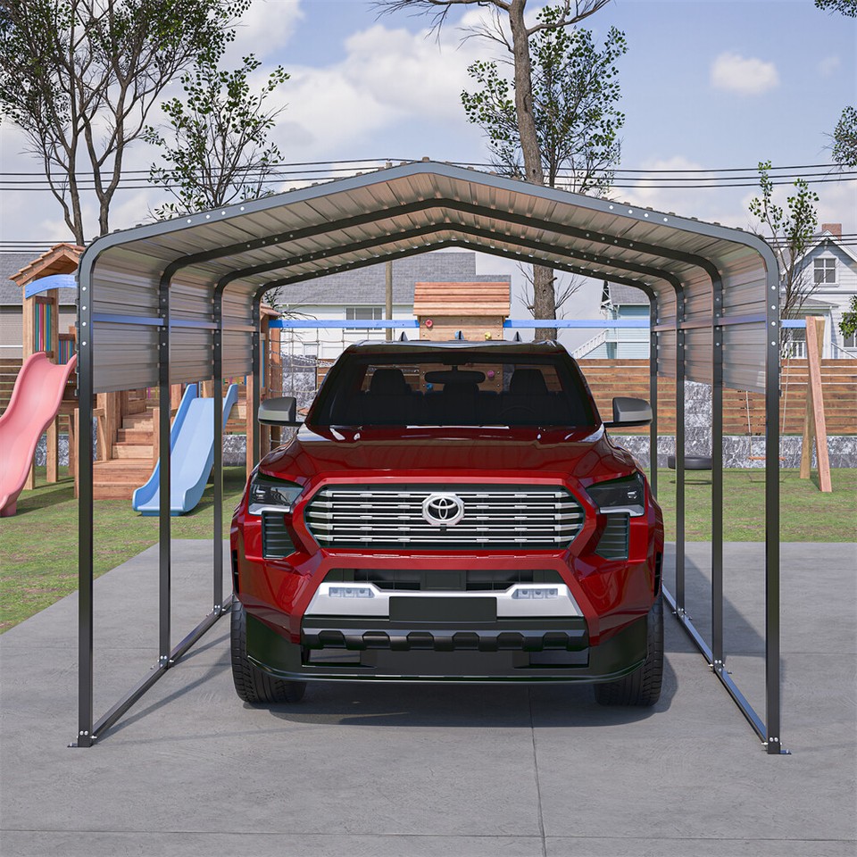 10x15ft Metal Carport Heavy Duty Garage Galvanized Car Shelter for ...