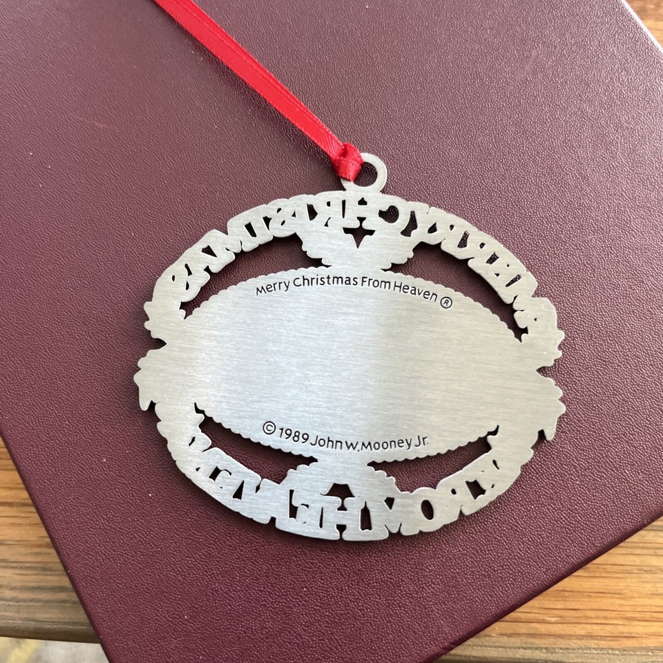 Merry Christmas From Heaven Ornament Metal 1989 John Mooney Jr. | eBay