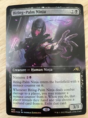 MTG FOIL Biting-Palm Ninja (Extended Art) – Kamigawa: Neon Dynasty #452 ...