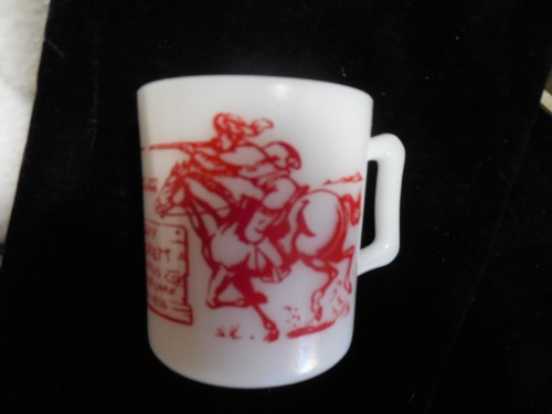 VTG Milk Glass Davy Crockett Frontiersman 1786-1836 Indian Wagons ...