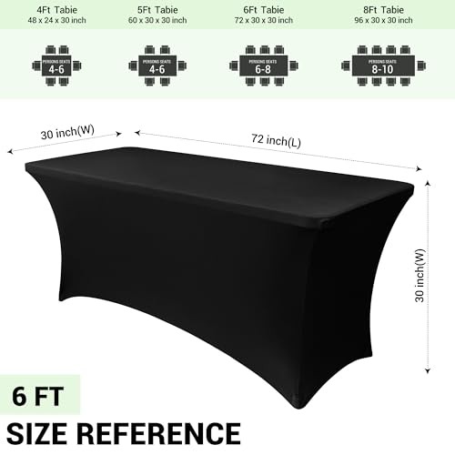 6ft Stretch Spandex Table Cloth for Standard Folding 6 Ft | 2 Pack ...