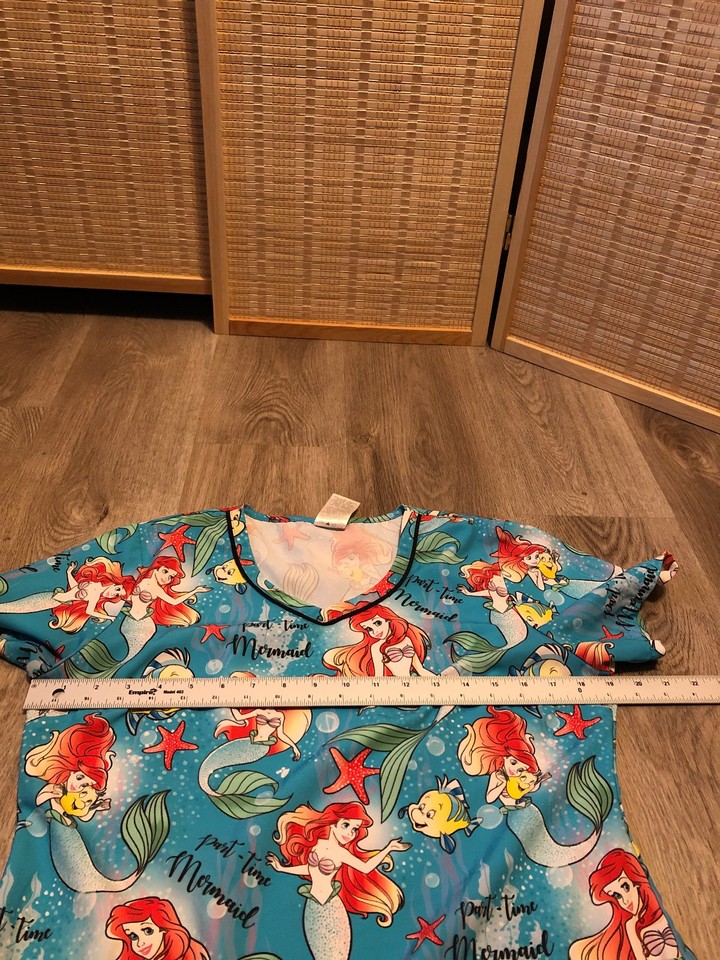 Scrubs Scrub Top Cartoon The Little Mermaid Ariel Part-Time Mermaid Sea ...