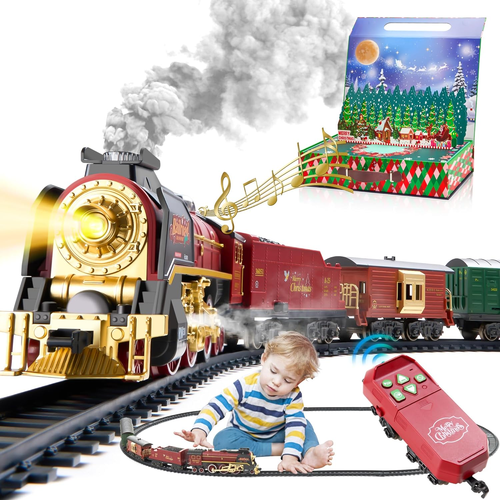 Train Set with Gift Case and Remote Control, Train Toys with Smoke ...