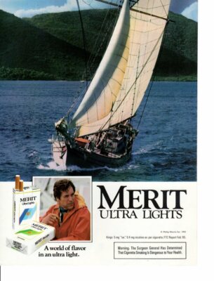 Vintage print ad Tobacco Cigarettes MERIT Ultra Light sailboat sailor ...