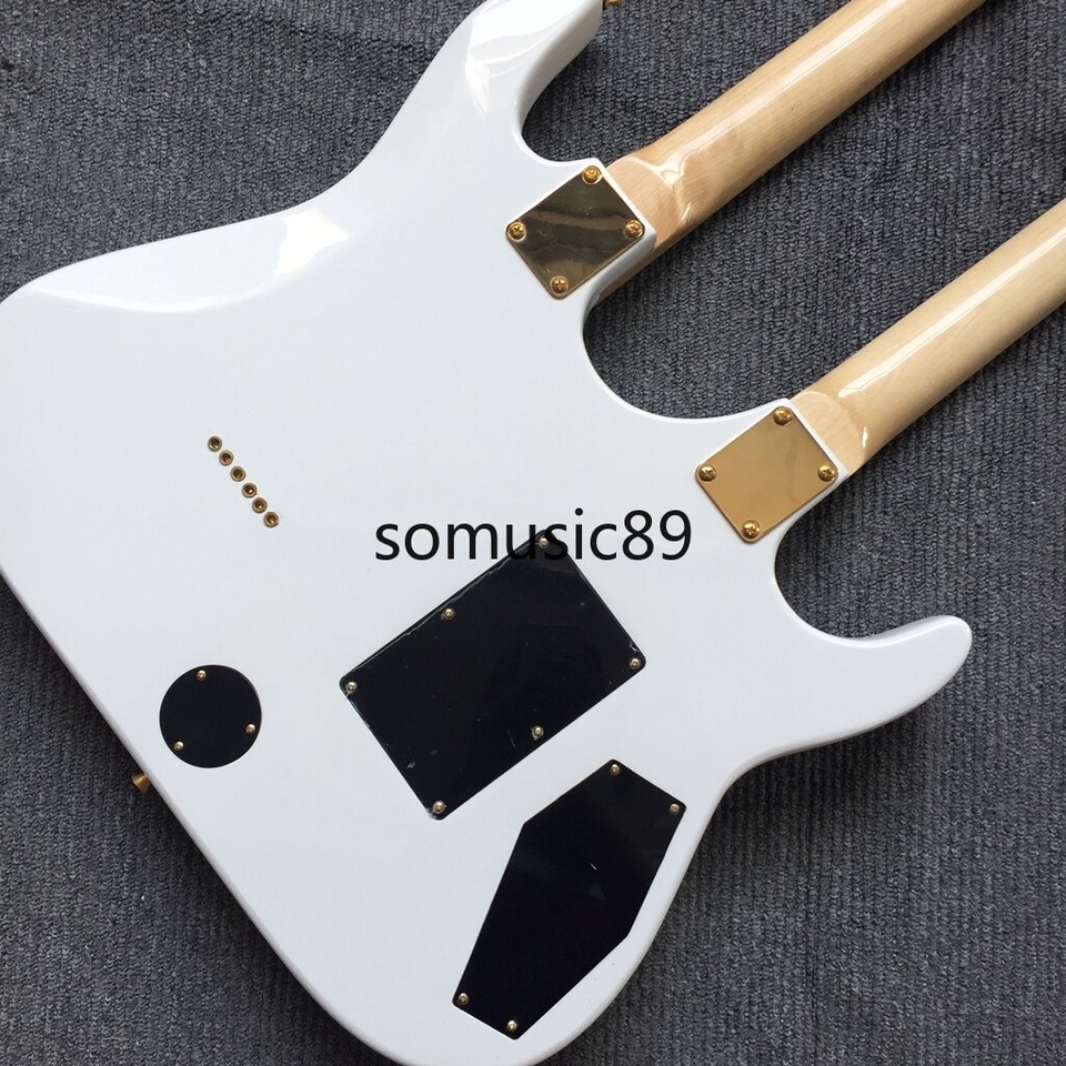 Left Handed Double Neck Electric Guitar Maple Fretboard Star Inlay Gold ...
