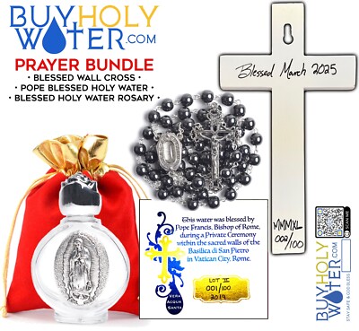 Prayer Bundle-Pope Blessed Holy Water+Holy Water Prayer Beads Rosary ...