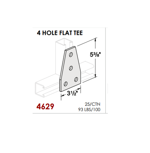 (QTY 10) 4-Hole Flat Plate Gusset TEE Fitting for Unistrut Channel ...