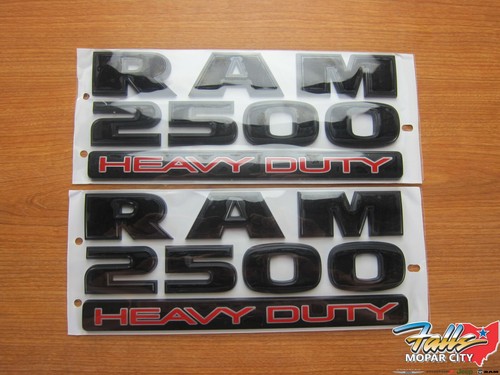 2015-2018 Ram 2500 Heavy Duty Flat Black & Red Lettering Nameplates Set ...