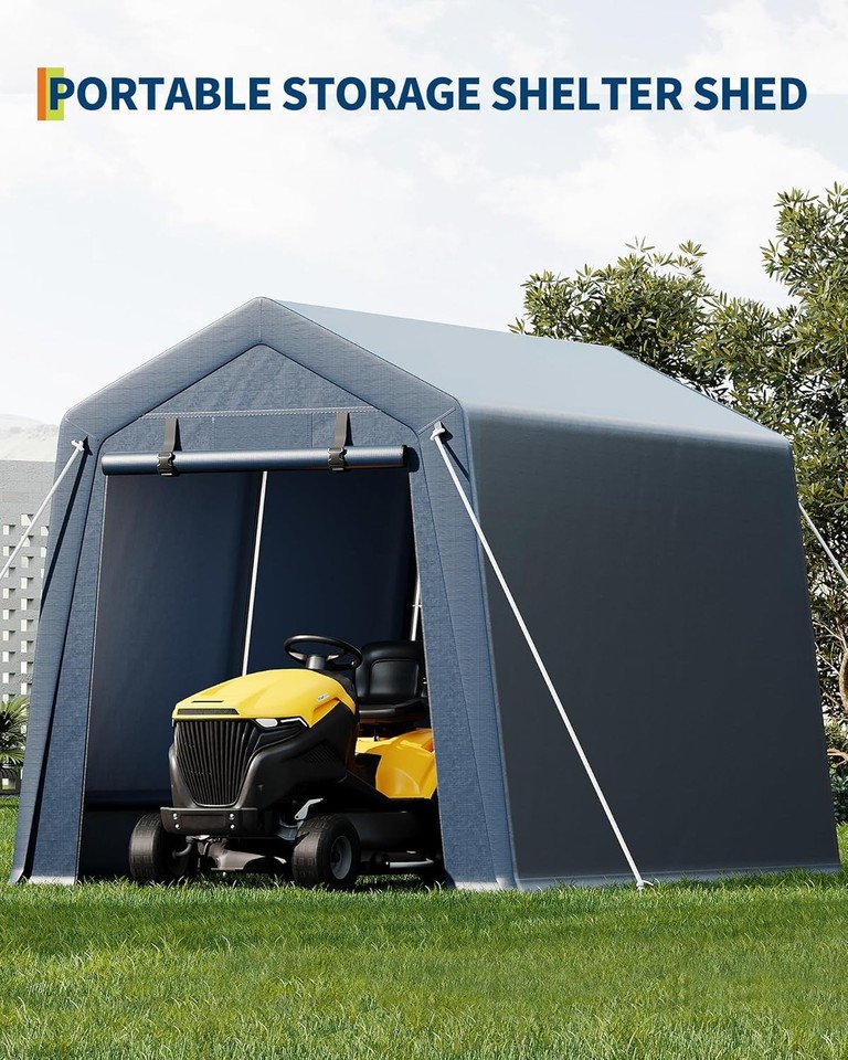 7x10/7x12/10x10' Outdoor Storage Carport Portable Motorcycle Garage ...