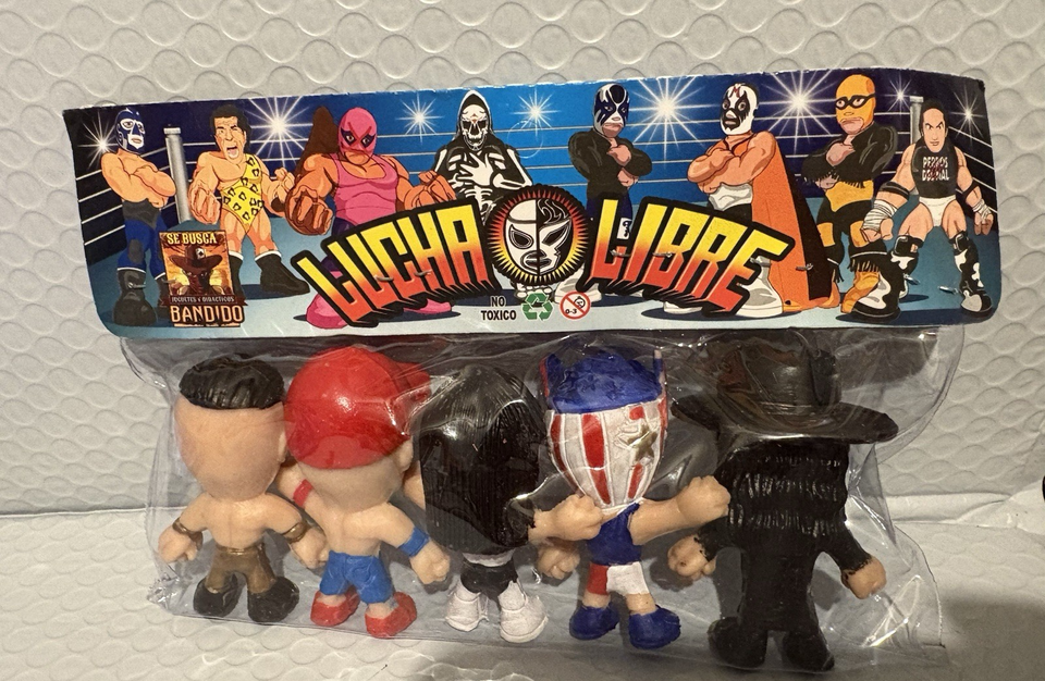 LUCHA LIBRE SET Luchadores Cabezones 3" Action Figures Mexican Toys ...