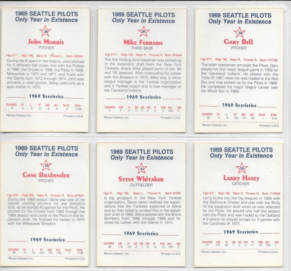 MIKE FERRARO 1982 Renata Galasso 1969 Pilots #36 "AUCTION IS FOR CARD ...