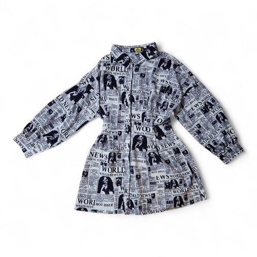 Louie Highlight Womens Newspaper Print Button Up Shirt Dress Size 3x ...