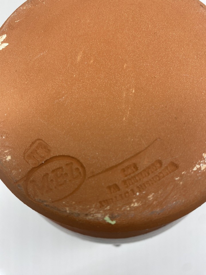 Wisconsin Pottery Redware Folk Art Planter Flower Pot Signed MEL ...
