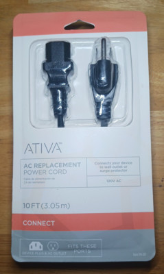 Ativa AC REPLACEMENT Power Cord 10ft Item # 174-267 -NEW! | eBay