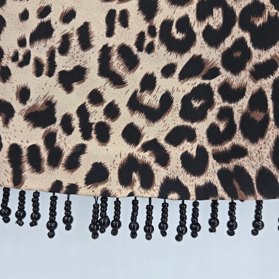Allison Taylor Vintage 90s Y2K Mob Wife 100% Silk Beaded Leopard Print ...
