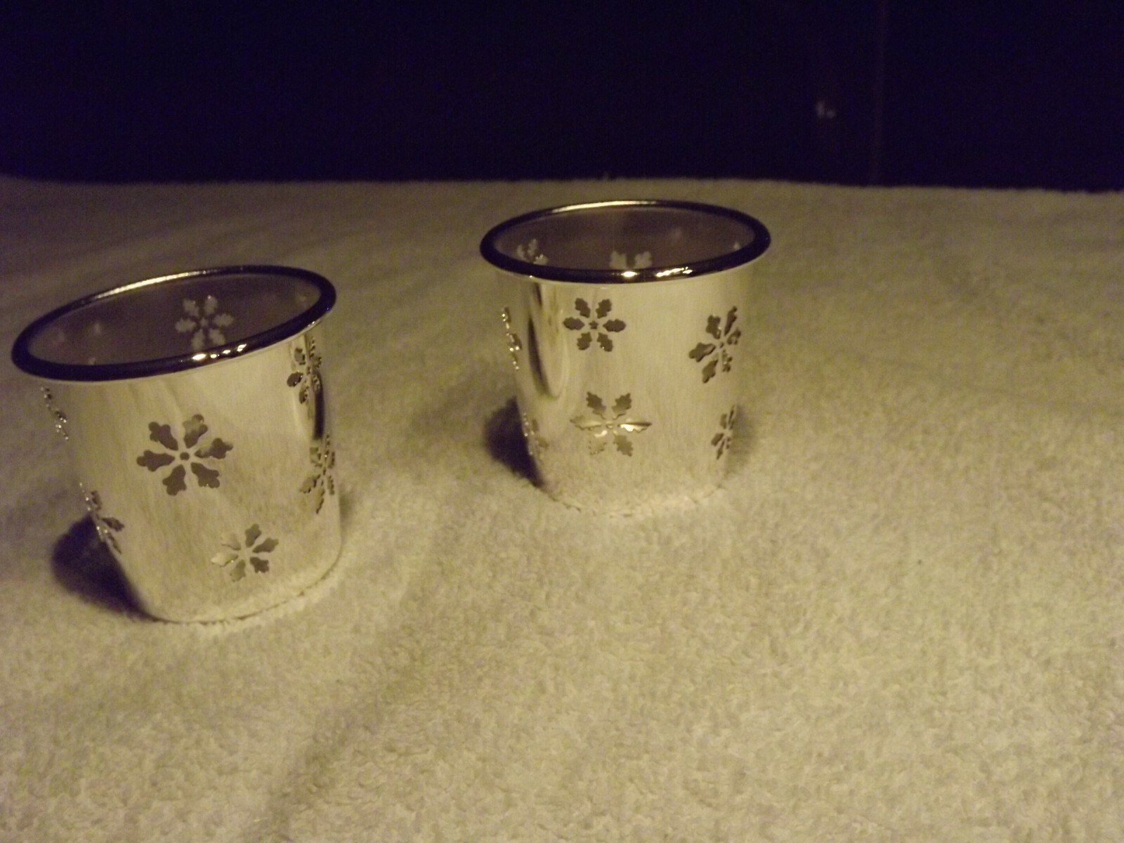 PartyLite Snowflake Christmas Silver Plate Tea Light Candle Holder Pair ...