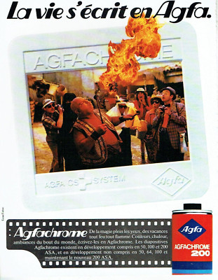 publicité Advertising 1123 1983 Agfa film Agfachrome 200 cracheur feu ...