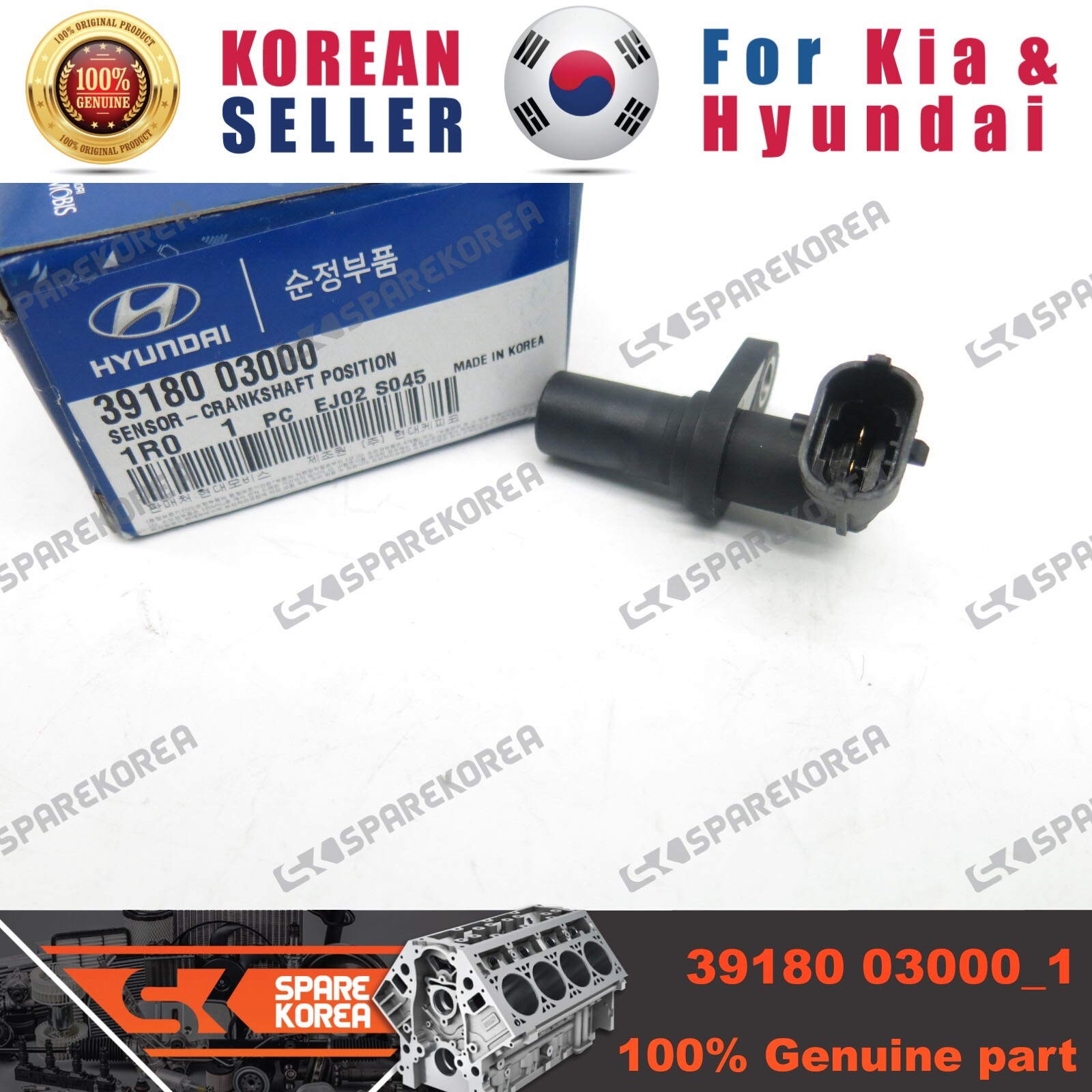 Genuine/OEM 3918003000 SENSOR-CRANKSHAFT POSITION for Hyundai New ...