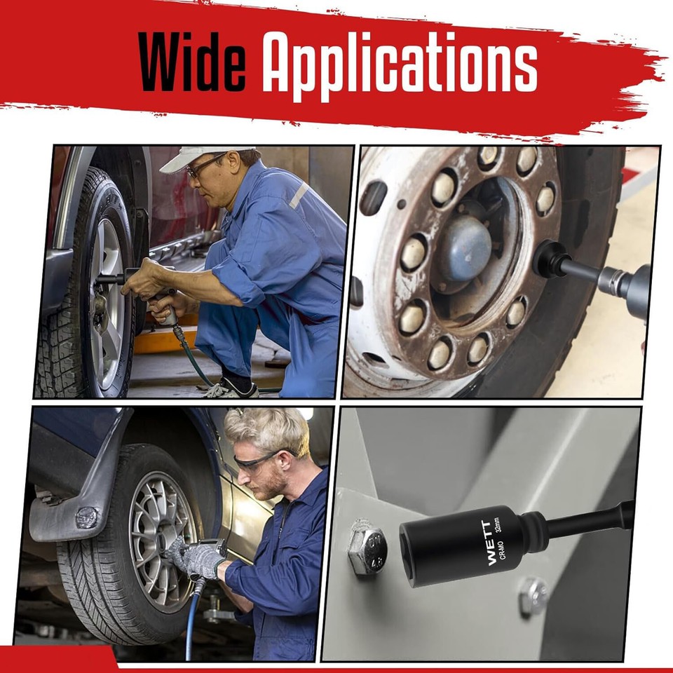 1/2" Inch DRIVE DEEP IMPACT Socket Set 8mm-55mm HGV 8cm Long Reach ...