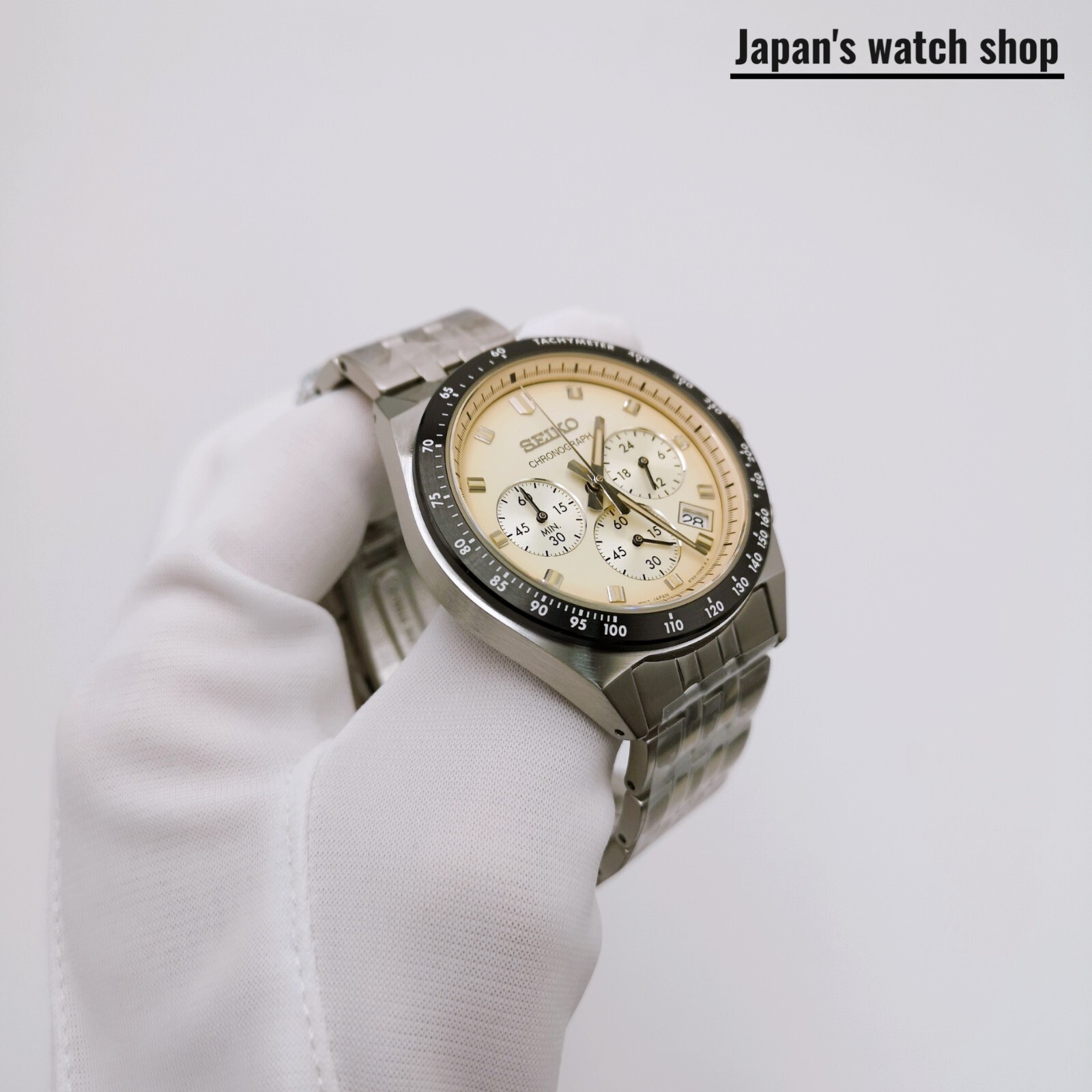 SEIKO Spirit NEO VINTAGE SBTR045 Ivory Chronograph Quartz Men's Watch ...