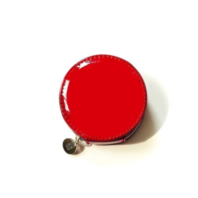 New RARE RED Synthetic Patent Leather Small Round Coin Purse Gift Free ...