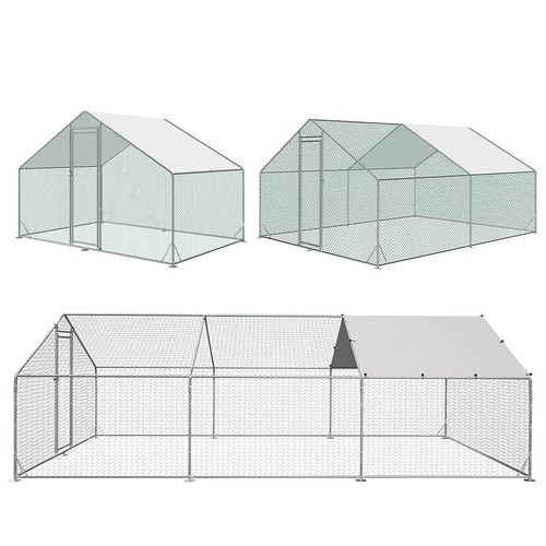 3 Size Large Metal Walk-in Chicken Coop Rabbit Hutch Ferret Cage Hen ...