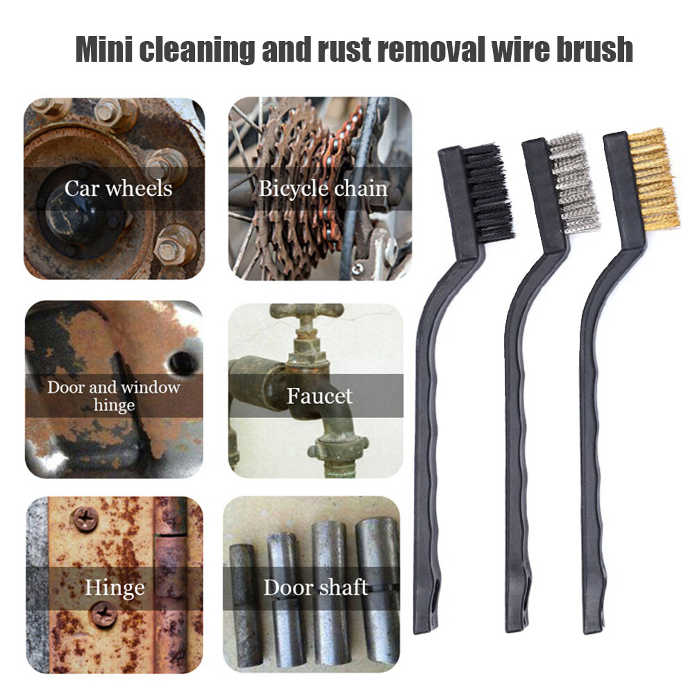 3pcs 7 inch Mini Rust Paint Remover Metal Scrubbing Wire Brushes ...