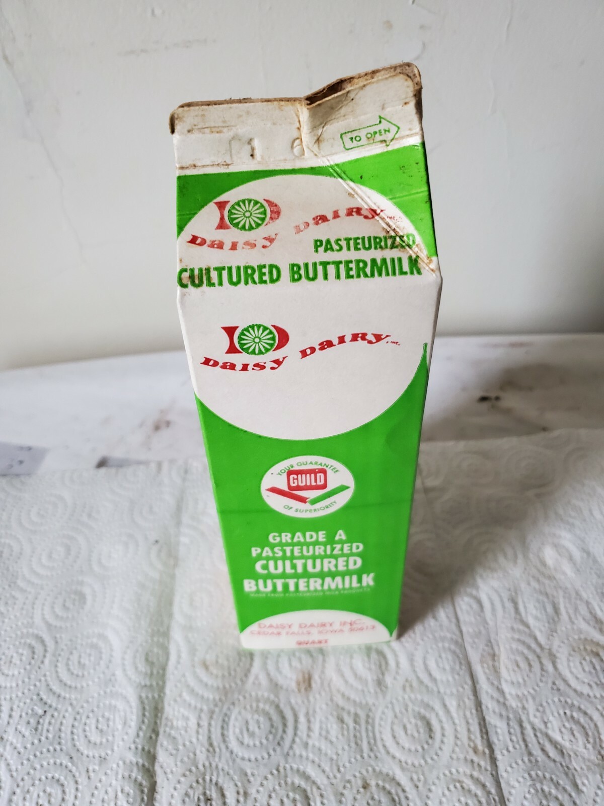 one quart waxed cardboard carton buttermilk daisy dairy cedar falls ...