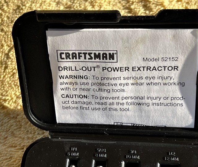Craftsman Drill out Power Extractor 52152 for sale online | eBay