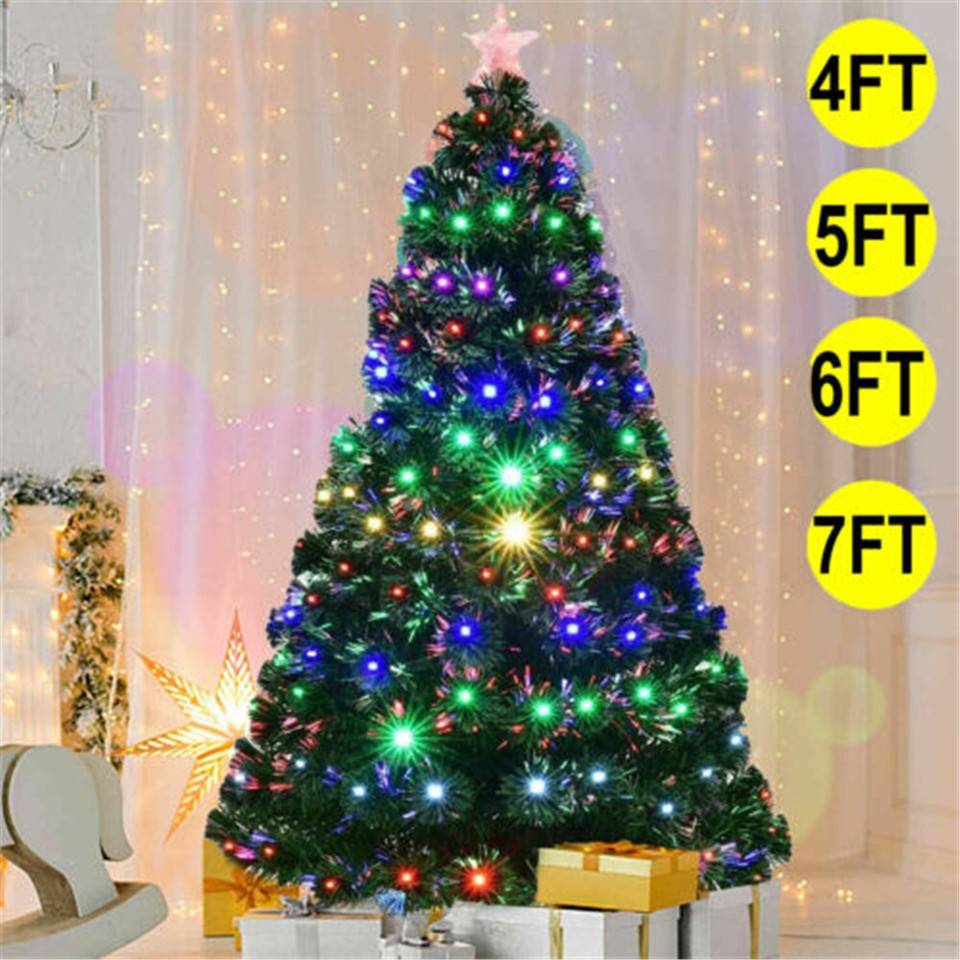 4-7ft Artificial Christmas Tree with Lights/Snow Flocked/Prelit Fibre ...