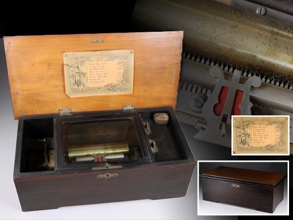 Antique Cylinder Music Box 17.7x6.2 in Made in France 1880s-1900s Rare ...