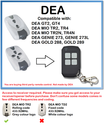 Garage Gate Remote control fob For DEA GT2, GTI2, GT4, GTI4 433MHz ...
