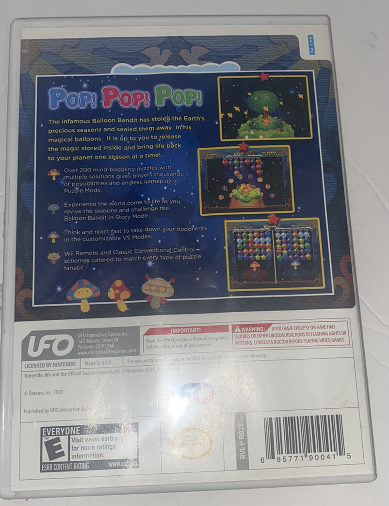 Balloon Pop (Nintendo Wii, 2008) Disc with Manual Video Game ...