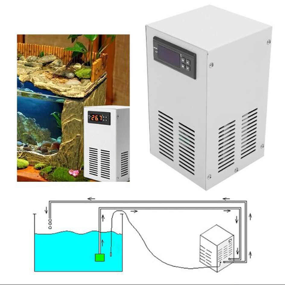 Aquarium Cooler Aquarium Chiller Quiet Fish Tank Cooling System LCD ...