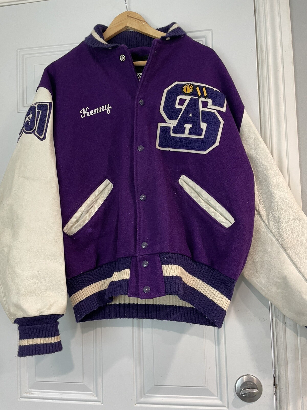 class of 2001 DeLong purple Varsity Jacket Large - Gem