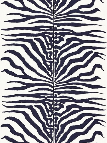 Scalamandre Full Width Zebra Skin Linen Print Fabric- Zebra / Navy 1.90 ...