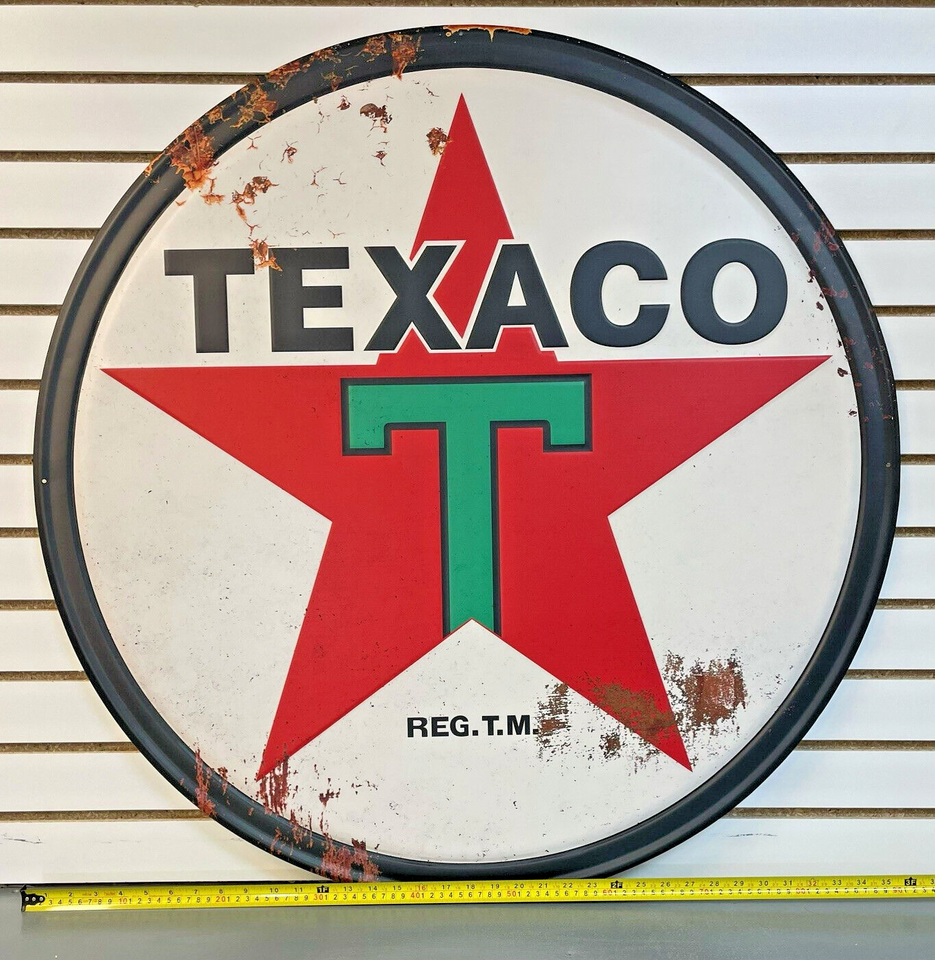 LARGE 36" Texaco Red Star Gasoline Gas & Oil Station Reproduction Metal ...