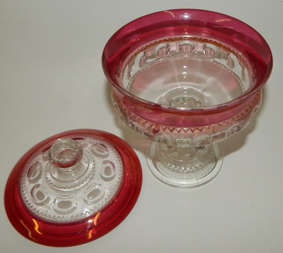 Vintage Kings Crown Ruby Flash Lidded Candy Dish Compote | eBay